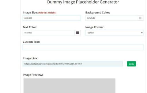 Dummy Image Generator - Free Placeholder Image Generator | SEOToolspark | SEOToolsPark